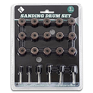 Katzco 51 Piece Drum Kit - 45 Sanding Bands, 6 Mandrills - Fits Any Drill - for Rotary Tools, Die Grinder, Power Drills, Carpenters, Woodworking, Paint, Sanding Surfaces and Finishing Jobs