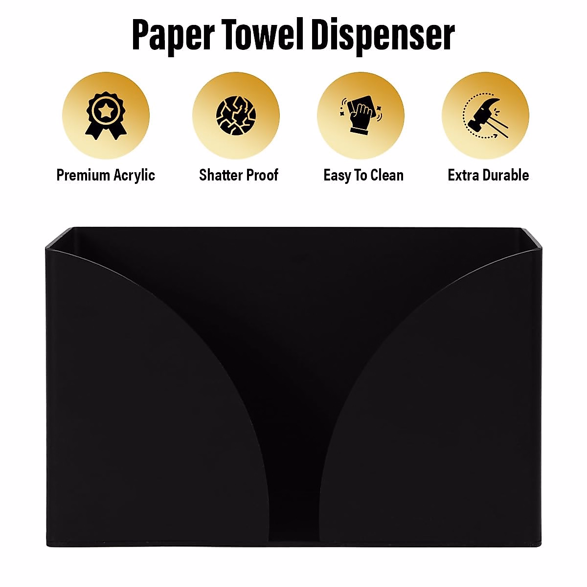 Paper Towel Holder for Bathroom - Acrylic Napkin Holders Great Disposable Hand Towel Tray for Z-Fold, C-Fold, MultiFold Trifold - Bathroom Paper Towel Holder Commercial or Home Use, Black