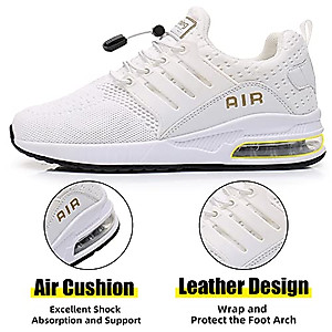 FINOTAR Men Running Shoes Lightweight Breathable Fashion Sneakers Air Mens Walking Shoes Tennis Jogging Gym Travel Outdoor Sports Shoes White 10.5
