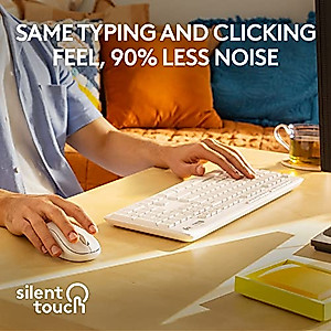 Logitech MK295 Wireless Mouse & Keyboard Combo with SilentTouch Technology, Full Numpad, Advanced Optical Tracking, Lag-Free Wireless, 90% Less Noise - Off White