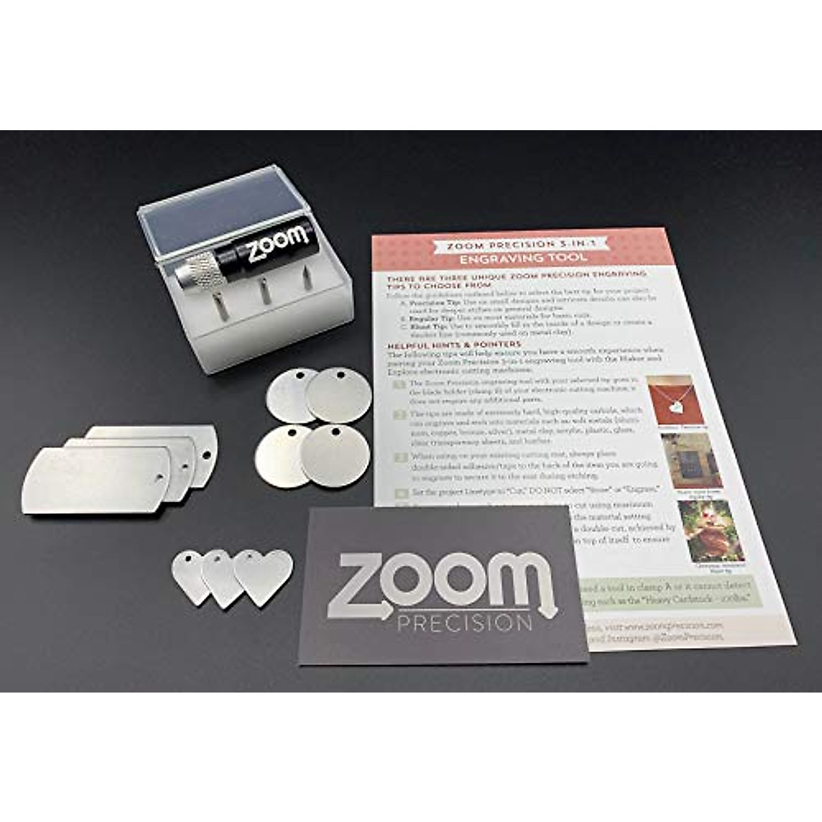 Silhouette 3-in-1 Etching/Engraving Tool Kit with Precision, Normal, and Blunt Tips and Metal Stamping Blanks for use in Cameo 1, 2, and 3, Curio, KNK, Gazelle, Pazzle, Xyron Wishblade