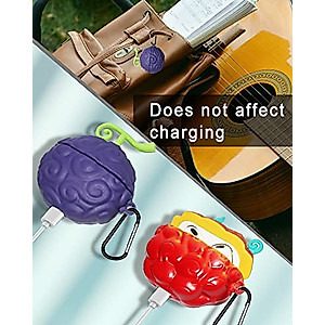 [2Pack] Fruit Cover for AirPods 3 Case Cute 2021 Released,3D Cartoon Silicone Protective Accessories Set Kit for Devil Fruit for AirPods 3rd Generation Case for Boy Girl(Purple&Red Yellow Devil Fruit)