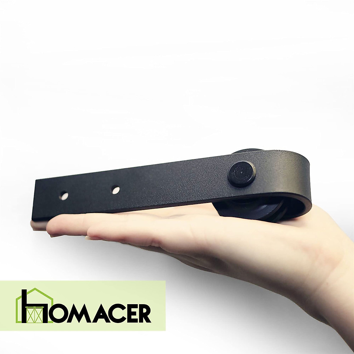 Homacer Mini Black Rustic Non-Bypass Sliding Barn Door Hardware Kit, for Two/Double Doors, 96-inch Long Flat Track, Classic Design Roller, Cabinet TV Stand Console Use…