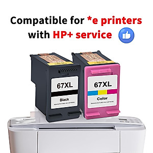 67XL LemeroUtrust Remanufactured Ink Cartridge Replacement for HP 67 XXL 67XL use with HP DeskJet 2755 2722 2724 2725 Plus 4155 4152 4140 Envy Pro 6455 6475 Envy 6055 6052 (Black Tri-Color, 2-Pack)