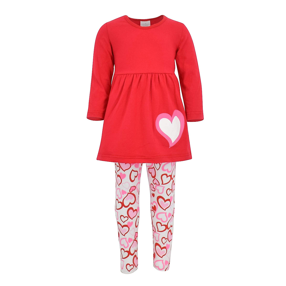 Unique Baby Girls Valentines Day Red & Pink Hearts Toddler Legging Set Outfit (10 Years, Red)