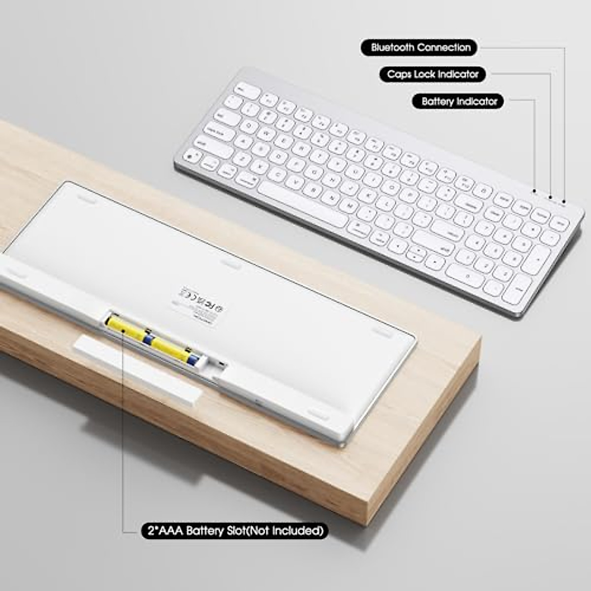 OMOTON Bluetooth Keyboard for Mac, Wireless Keyboard with Numeric Keypad for MacBook Pro/Air, iMac, iMac Pro, Mac Mini, Mac Pro Laptop, Silver White