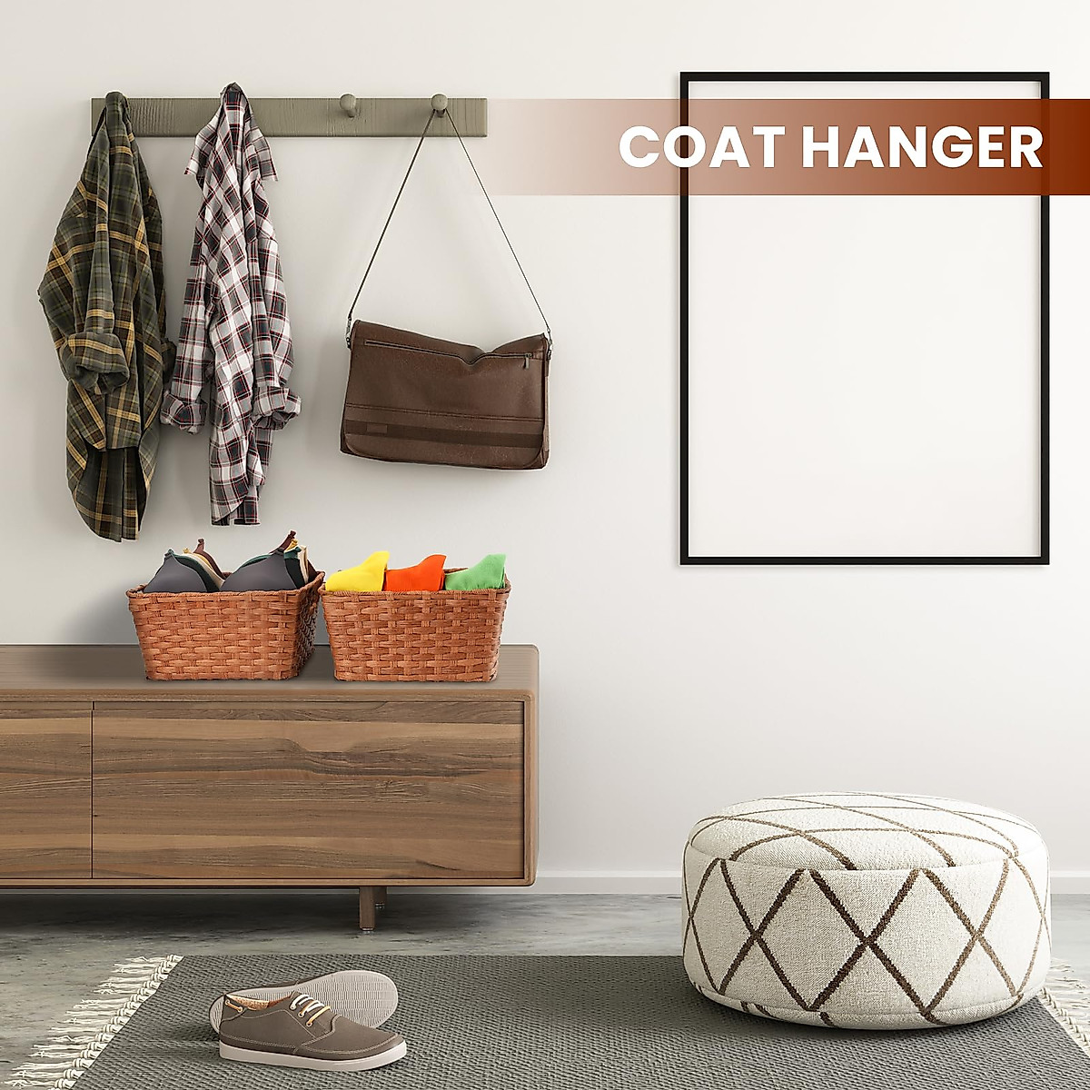 Onlytak Wicker Storage Baskets, Baskets for Shelves, Toilet Paper Storage Baskets, Woven Storage Baskets for Organizing, Caramel Orange, 12" x 12" x 6", 2-Pack