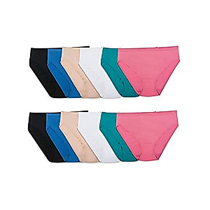Fruit of the Loom womens Microfiber Panties (Regular & Plus Size) Underwear, Hi Cut - 12 Pack Assorted, 8 US