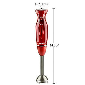 OVENTE Electric Immersion Hand Blender 300 Watt 2 Mixing Speed with Stainless Steel Blades, Powerful Portable Easy Control Grip Stick Mixer Perfect for Smoothies, Puree Baby Food & Soup, Red HS560R