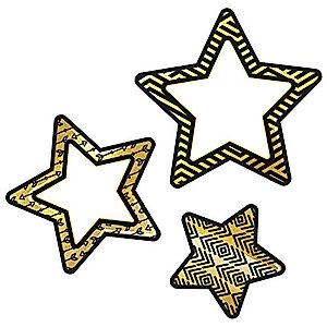 Carson Dellosa Stars Cutouts, 36 Black & Gold Star Cutouts for Bulletin Board and Classroom Décor, Space Décor and Galaxy Décor Classroom Cut-Outs, Black and Gold Star Décor