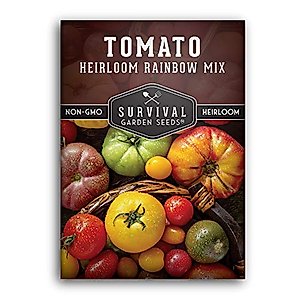 Survival Garden Seeds - Heirloom Rainbow Mix Tomato Seed for Planting - Packet with Instructions to Plant and Grow in Your Home Vegetable Garden - Non-GMO Heirloom Variety