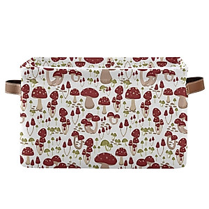 ALAZA Cute Mushroom Foldable Storage Box Storage Basket Organizer Bins with Handles for Shelf Closet Living Room Bedroom Home Office 1 Pack