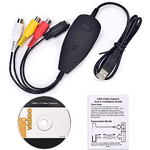 TCNEWCL Capture Card, USB Video Capture Card Devices, VCR VHS TV to DVD Converter, Edit and Digitize Analog Video for Windows Only