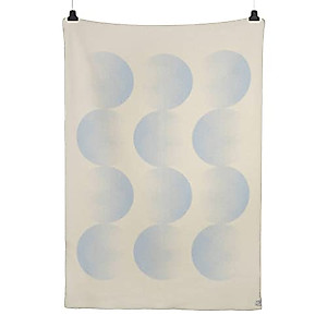 Roros Tweed Designer 100% Norwegian Wool Throw Blanket in Many Patterns (Moon in Crescent Blue)