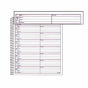 Adams Voice Mail Log, 8 1/4 x 8 1/2 Inch, Spiral Bound, 120 Forms per Book, White (S8796)