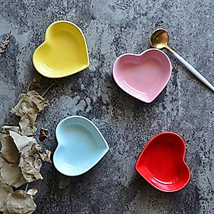 XIGUI 10Pack Heart-Shaped 1.3 Oz Soy Sauce Dishes, Ceramic Dipping Bowls Set, red Dip Sauce Cups/Small Bowls for Ketchup, Sushi Soy, Seasoning, and Christmas Thanksgiving Mother's Day Gifts