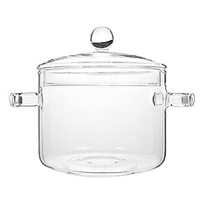 Glass Stew Pot Glass Soup Pot Glass Stew Pot With Lid Kitchen Stockpot Glass Cooking Pot Thickened Stock Pot Large Serving Bowl Salad Basins (1350ml)