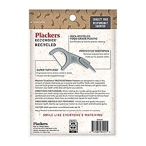 Plackers Ecochoice Activated Charcoal Recycled Dental Flossers, 90 Count (Pack of 1)