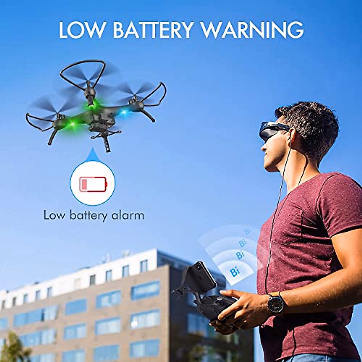 Drones with Camera for Adults /Kids /Beginners - 1080P HD Drones for Adults, 120° Wide-Angle Kids Drone, Safe Design & Easy to Control with Remote/APP/Voice, 18 Mins Flight Time, Ideal Girls/ Boys Gift