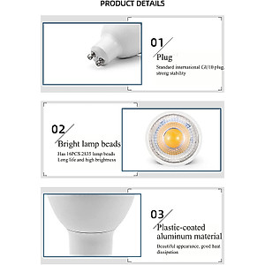 Edearkar 15W GU10 LED Light Bulbs, Equivalent 150W, 1500 Lumens, 6000K Daylight White, LED Bulbs for Recessed Track Lighting, AC100-265V, 38° Beam Angle, Non-Dimmable, GU10 Base, Pack of 6