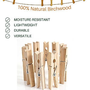 Clothes Pins Wooden,46 Pack,3.55 Inch,Natural Wood,Rust Resistant Wooden Clothespins,Heavy Duty Wooden Clothes Pins for Laundry,Clothes Pins for Craft,Wooden Clips for Pictures