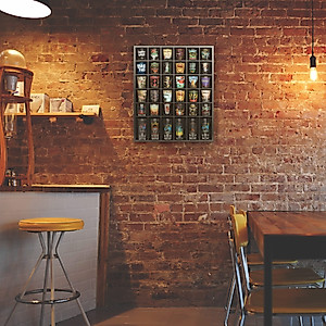 Black Shot Glass Display Case 36 Slots Minifigures Thimble Collection Display Rack Freestanding - No Door (with 1 Row for Tall Shooters)