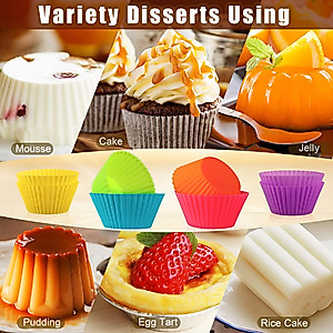 Silicone Cupcake Baking Cups, Reusable Muffin Cup Liners, 2.75 OZ Cup Cake Molds Set Non Stick Cupcake Wrappers Cupcake Holder Cupcake Liners 12 Pack 6 Rainbow