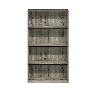 Furinno Pasir 4 Tier Open Shelf, French Oak Grey