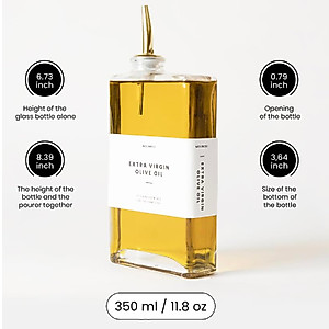 Molimoli Olive Oil Dispenser for Kitchen, Oil and Vinegar Dispenser Set, Glass Olive Oil Dispenser Bottle, Soy sauce dispenser, coffee syrup bottles | Set of 2 - Gold Oil Dispenser