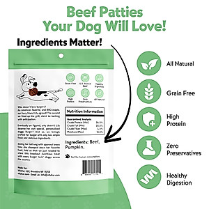 Vitafur Barkin Burger Dog Treats Combo Pack | Salmon and Pumpkin + Beef and Pumpkin Grain Free Dog Treats - Only Two Ingredient All Natural Dog Treats - 2 Pack, 4 oz Each