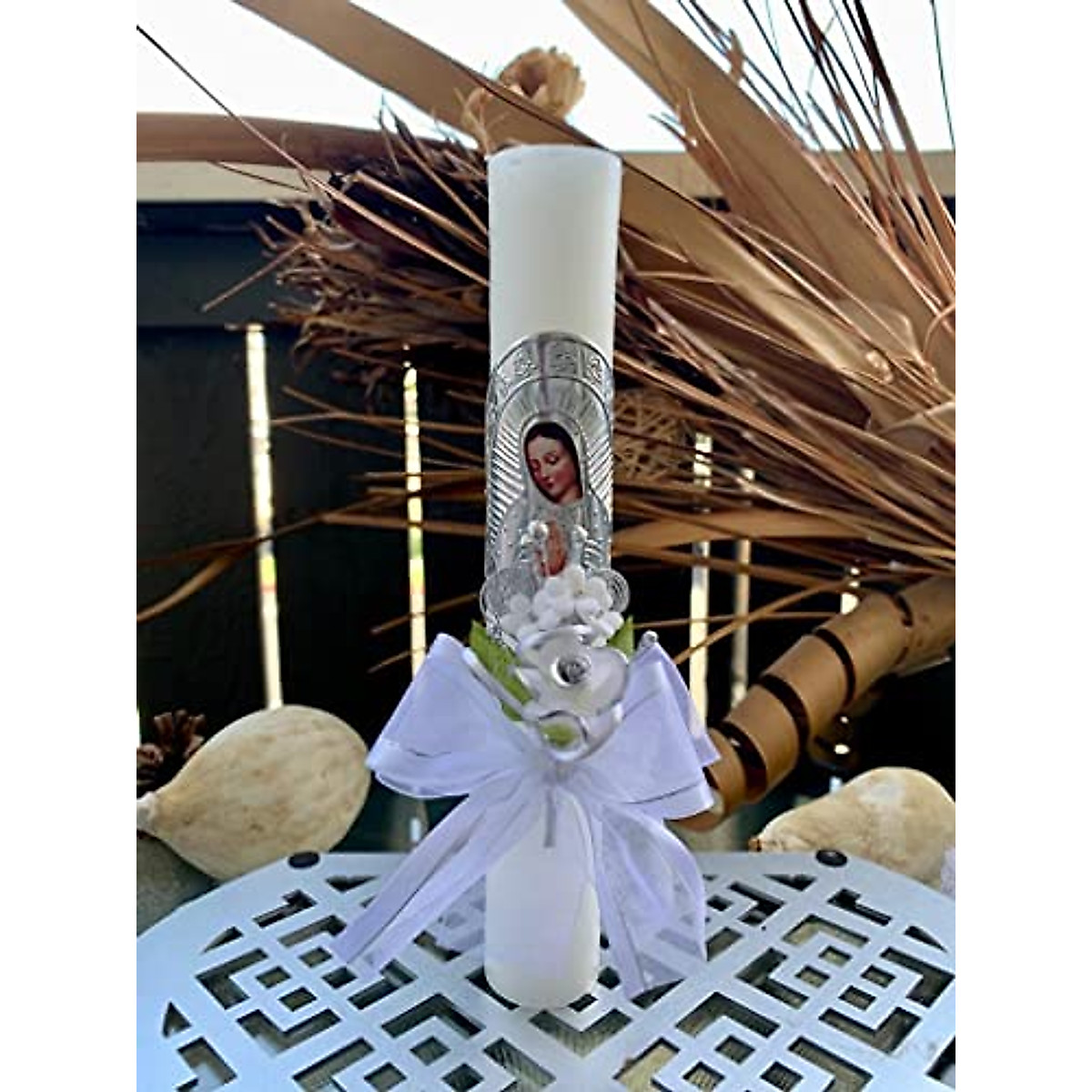 First Communion Candle Lady of Guadalupe Image