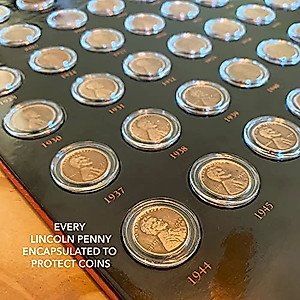 Lincoln Penny Anthology Coffee Table Book and Coin Set| 1909 to 1999 Wheat and Memorial Cents | Certificate of Authenticity | Collectible Coins 20th Century |