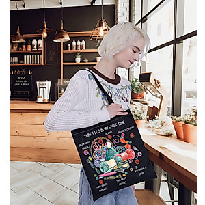 G2TUP Yarn Storage Bag For Knitting Knitter Project Bag Things I Do In My Spare Time Knitting Gift (Things I Do Black)