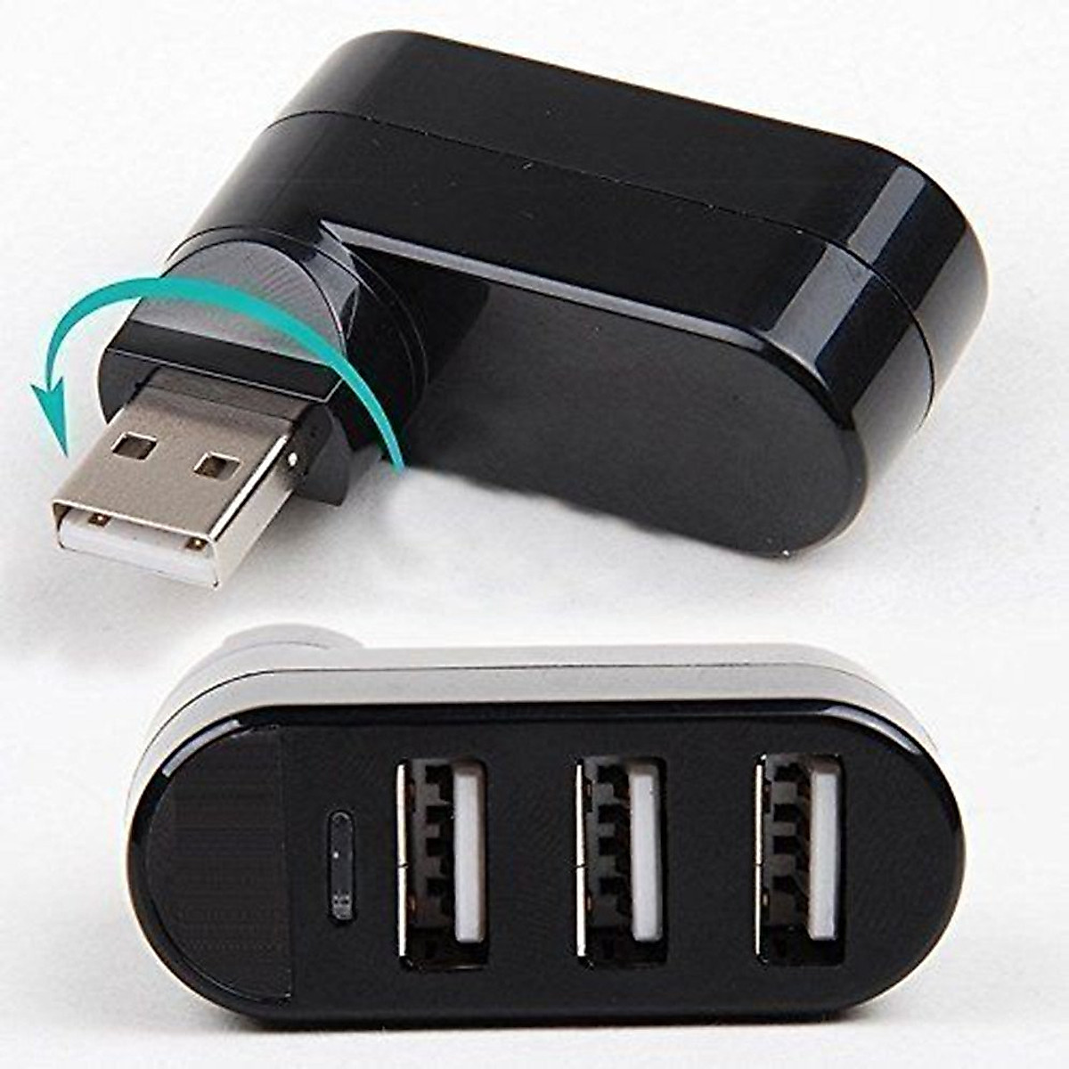 Sudroid 3-Port USB 2.0 Rotatable Hub [90°/180° Degree Rotatable] (Black)