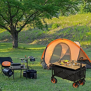 Issimober Aluminum Alloy Steel Collapsible Board Desktop for Garden Cart Foldable Wagon，Heavy Duty Metal Outdoor Camping 34.64x20.87'' Yellow