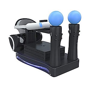 Skywin PSVR Stand - Charge, Showcase, and Display Your PS VR Headset and Processor - Compatible with Playstation PSVR - Showcase and Move Controller Charging Station