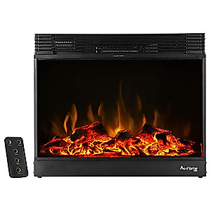 e-Flame USA Vermont Electric Fireplace Stove Insert with Remote Control - 3-D Effects and Crackling Fire (Black)