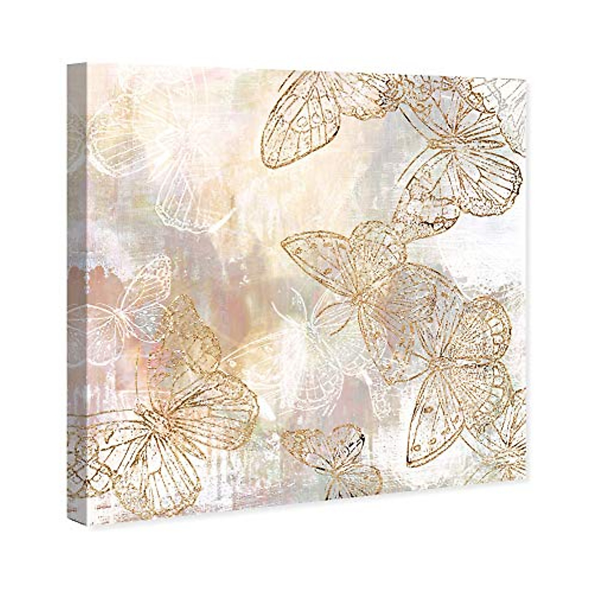 Wynwood Studio Animals Wall Art Canvas Prints 'Butterfly Garden' Insects Home Décor, 12" x 12", Gold, White