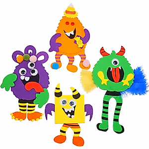 4E's Novelty Halloween Crafts for Kids (12 Pack) Silly Monsters Foam Magnet Fall Crafts for Kids Bulk, Halloween Party Activities for Kids Ages 3-5, 4-8