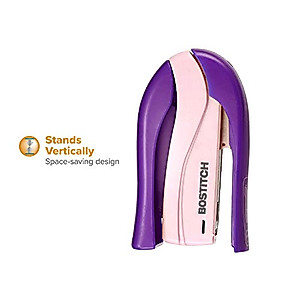 Bostitch Office inSHAPE 15 Reduced Effort Compact Stapler, Purple (1454), 4.3" x 1.9" x 7.5"