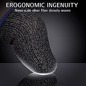 QUEEN KING 30 Pieces Gaming Finger Sleeves, 0.15mm Superconducting Nanofibers Silver Fiber Finger Sleeve, Anti-Sweat Breathable Finger Covers with a scrub box for All Touchscreen Devices