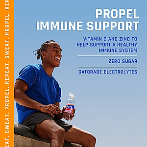 Propel Immune Support with Vitamin C + Zinc, Orange Raspberry, 24oz Bottle, Pack of 12