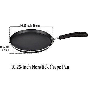 Cook N Home 10.25-Inch Nonstick Heavy Gauge Crepe Pancake Pan Griddle, 26cm, Black
