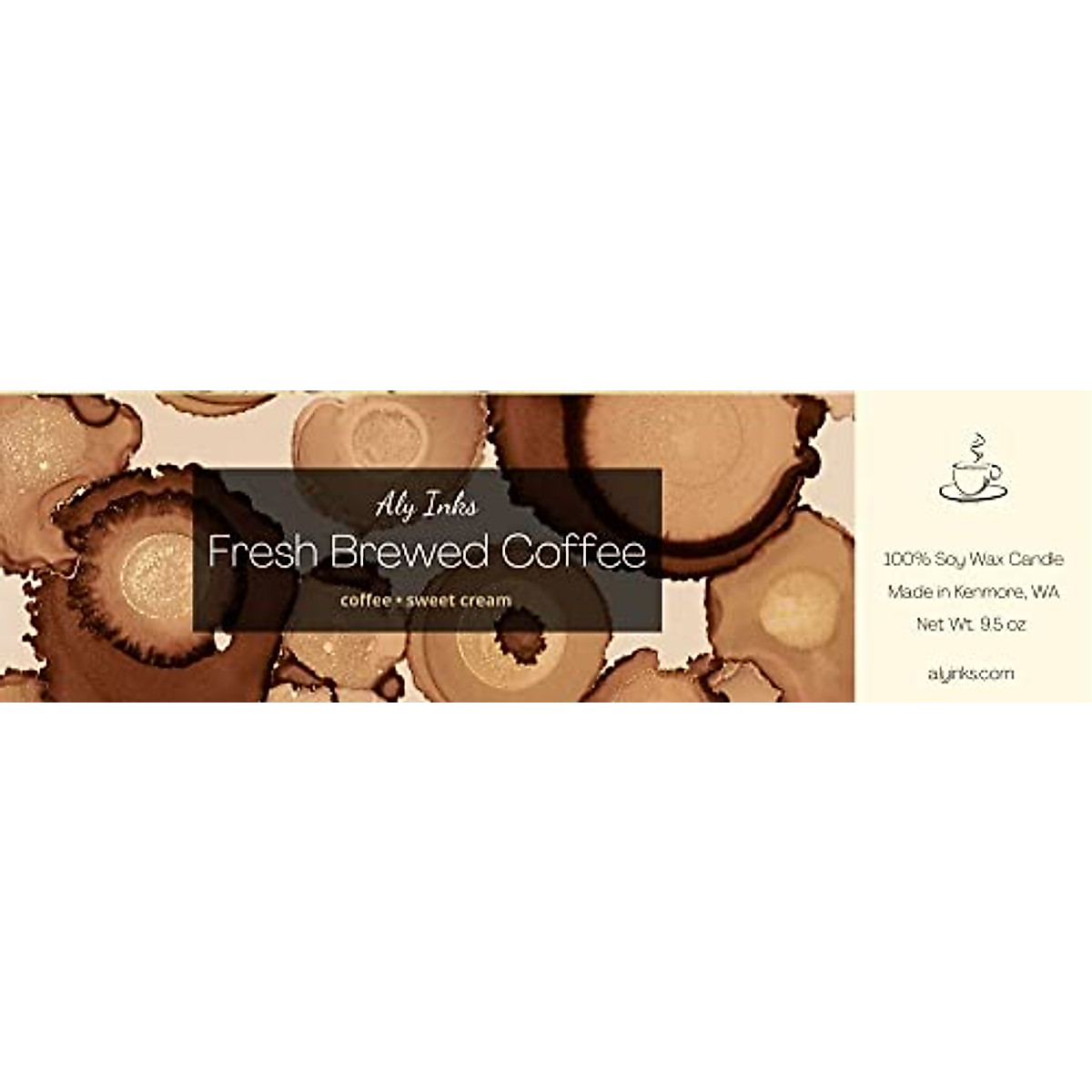 Fresh Brewed Coffee (Coffee, Sweet Cream) Scented 100% Soy Wax 9.5oz Single Wick Jar Candle | Made in The USA by Aly Inks