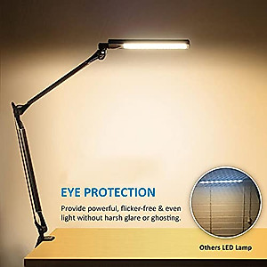 EPMANN Lamp Foldable Long Arm LED Desk Lamp Dimmable Touch Control Work Light Eye Protection Architect Desk Lamp, 4 Lighting Modes & 6 Brightness Levels Bed Lamp (Color : Silver)
