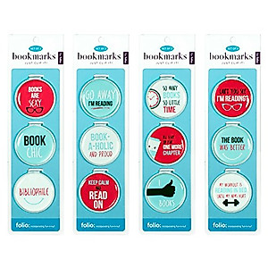 Just Clip it! Quote Bookmarks - (Set of 3 clip over the page markers) - I'LL STAY UP FOR MORE CHAPTER, BOOK Nerd, Heart BOOKS. Funny Bookmark Set of all ages. Adults Men Women Teens & Kids