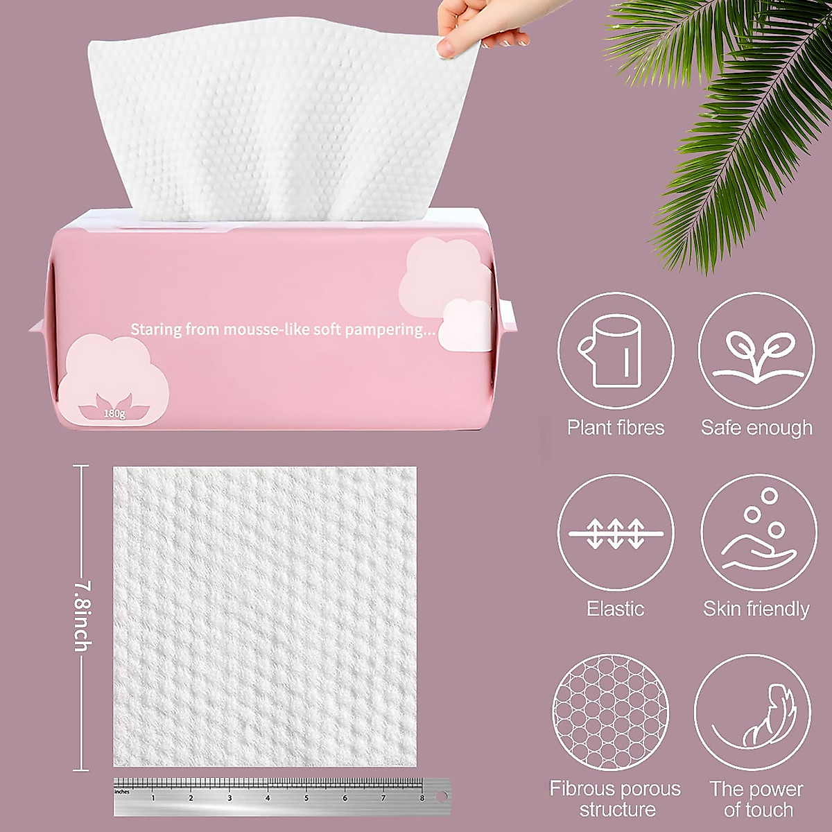 Cayxenful Disposable Face Towel Face Cloths for Washing Soft Cotton Dry Wipes Facial Cloths Towelettes for Washing and Drying, 100 Count Facial Tissue for Cleansing, Skincare and Makeup Remover
