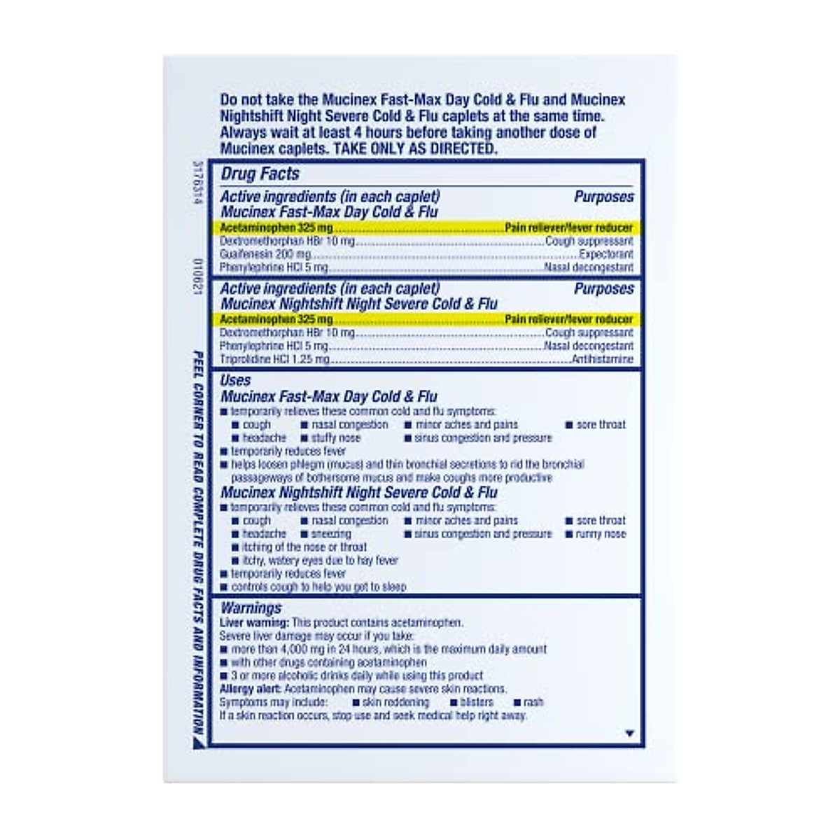 Mucinex Maximum Strength Fast-Max Day Cold & Flu & Nightshift Night Severe Cold & Flu All in One, Fast Release, Powerful Multi-Symptom Relief, 20 caplets (12 Day time + 8 Night time)