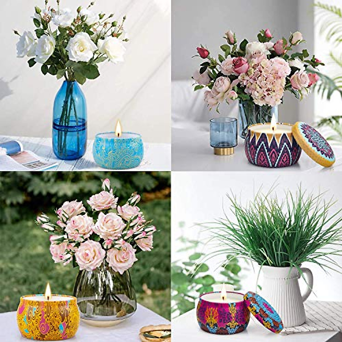 Scented Candles Gift Set, 8% Essential Oil, 4 Pack Aromatherapy Candle, Stress Relief Gifts for Women,120H Burning, Candles for Home Scented, Ideal for Birthday, Christmas, Thanksgiving, Mother's Day