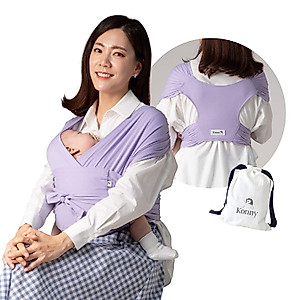 Konny Baby Carrier Elastech Luxury Carrier Wrap, Easy to Wear Baby Wrap Carrier, Perfect Essentials Cloths for Newborn Babies up to 44 lbs, (Lavender, L)